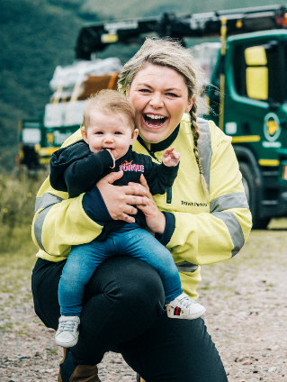 Amber, a driver at Travis Perkins Fort William, celebrates returning to ...